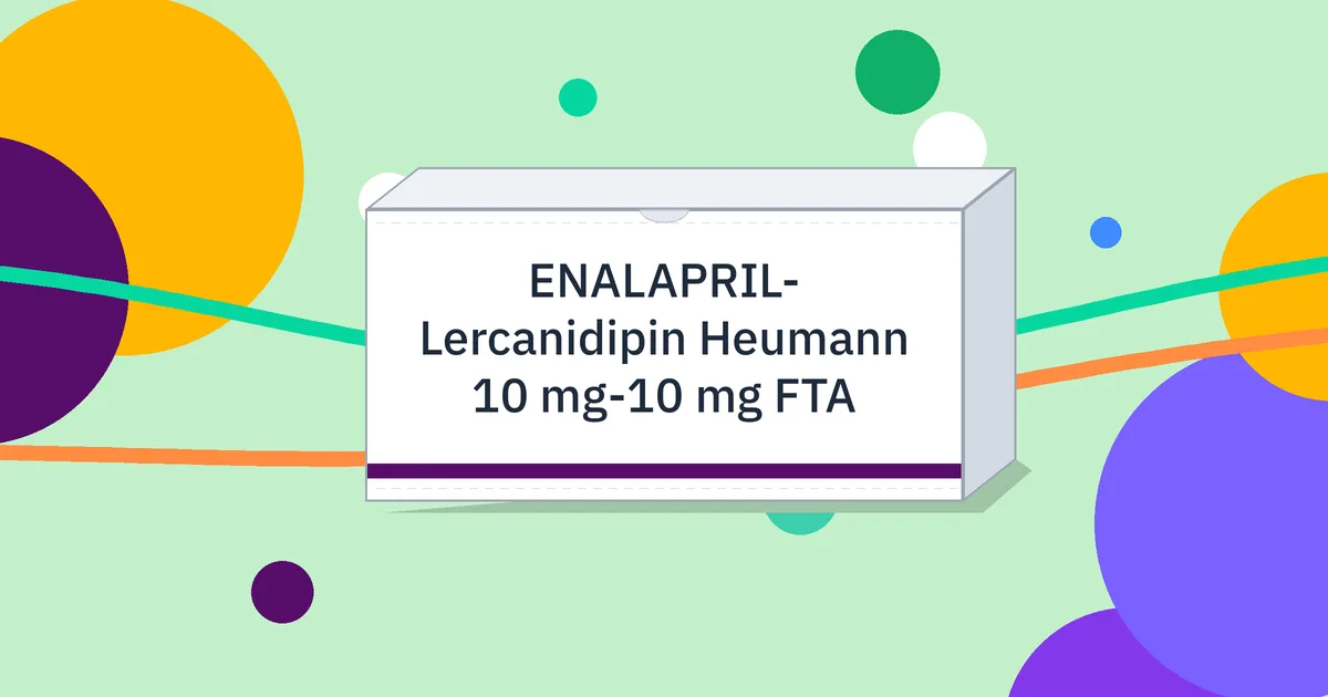 Symbolbild: Packung mit der Aufschrift ENALAPRIL-Lercanidipin Heumann 10 mg-10 mg FTA (PZN 18470746) – Verfügbarkeit und Bezug in Apotheken in Frankfurt am Main