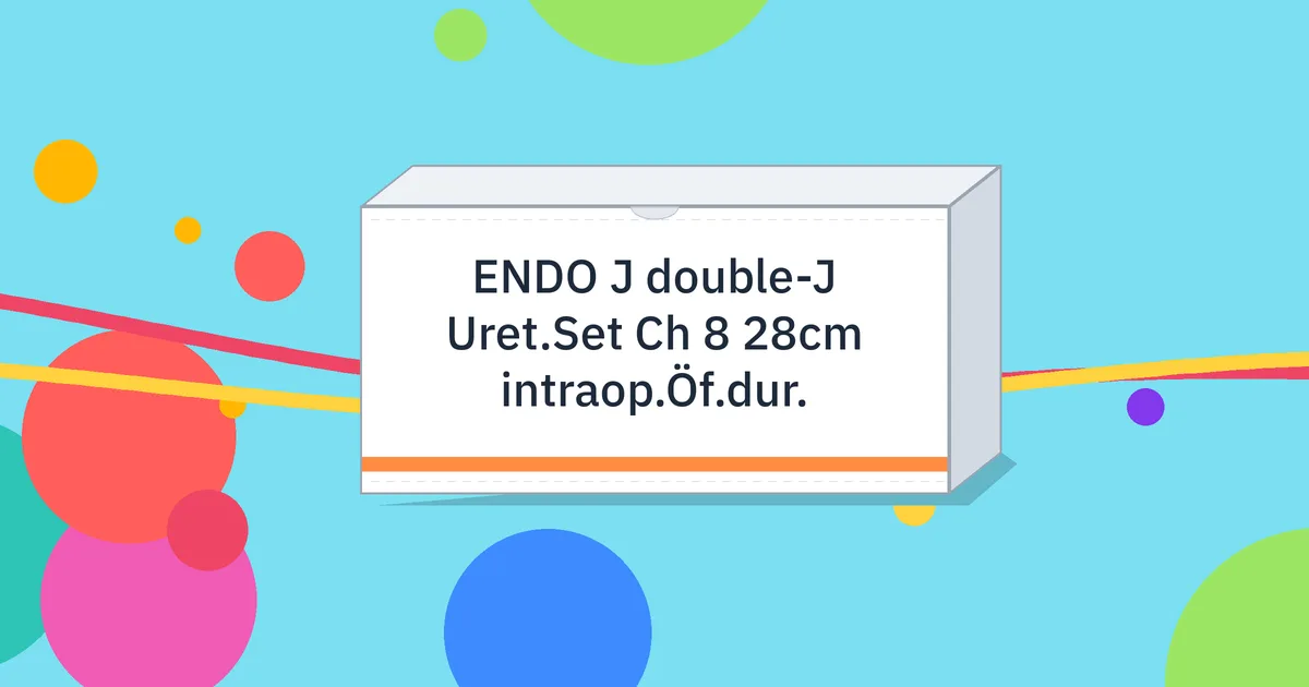 Symbolbild: Packung mit der Aufschrift ENDO J double-J Uret.Set Ch 8 28cm intraop.Öf.dur. (PZN 00438943) – Verfügbarkeit und Bezug in Apotheken in Frankfurt am Main