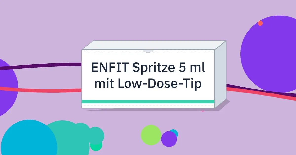 Symbolbild: Packung mit der Aufschrift ENFIT Spritze 5 ml mit Low-Dose-Tip (PZN 18174249) – Verfügbarkeit und Bezug in Apotheken in Frankfurt am Main