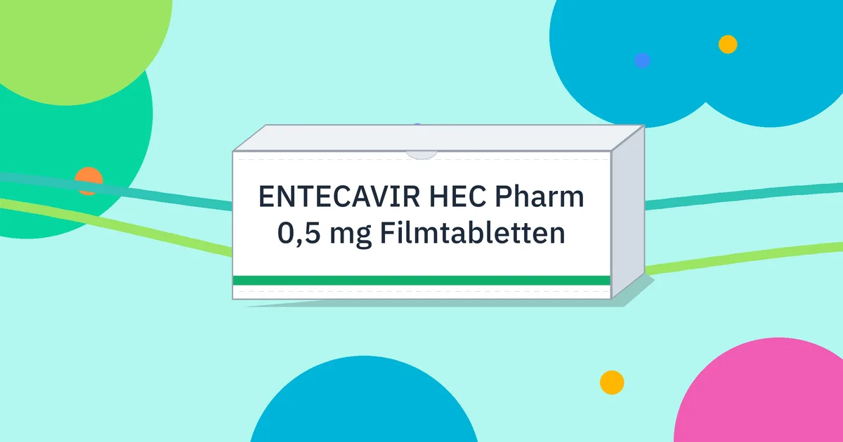 Symbolbild: Packung mit der Aufschrift ENTECAVIR HEC Pharm 0,5 mg Filmtabletten (PZN 16146585) – Verfügbarkeit und Bezug in Apotheken in Frankfurt am Main