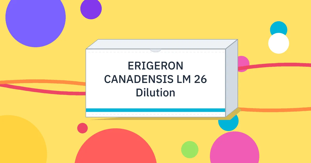 Symbolbild: Packung mit der Aufschrift ERIGERON CANADENSIS LM 26 Dilution (PZN 13478298) – Verfügbarkeit und Bezug in Apotheken in Frankfurt am Main