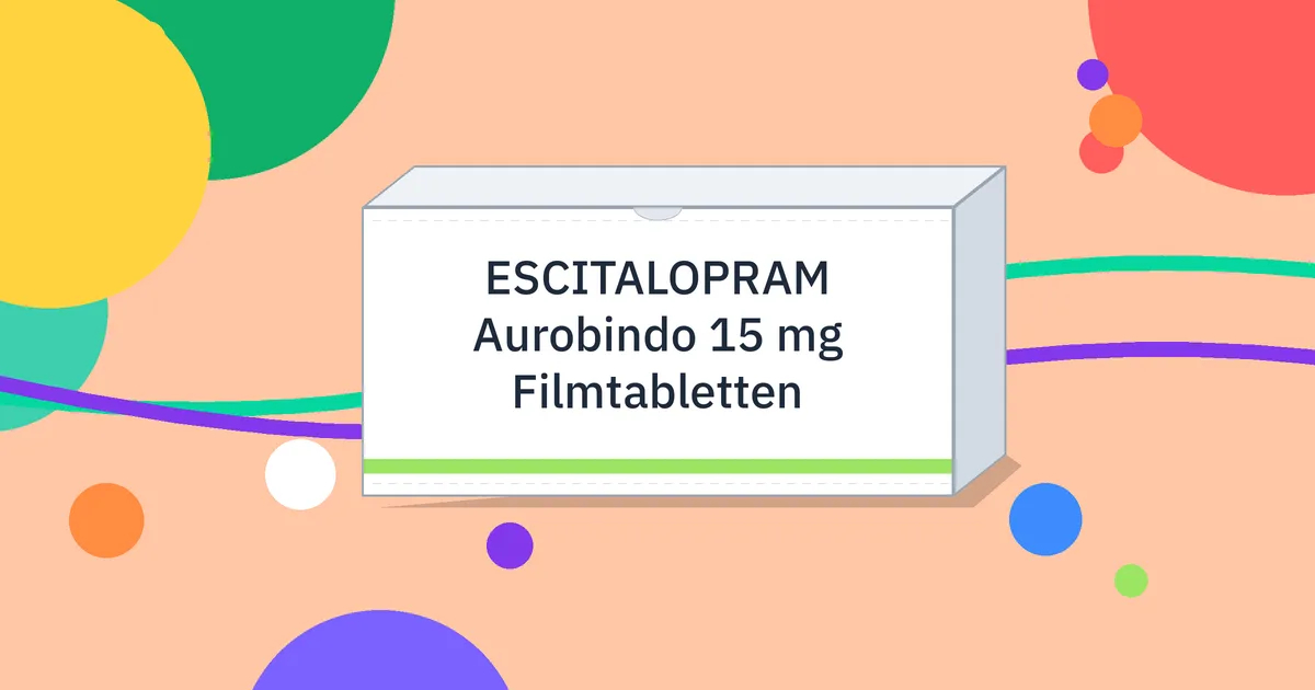 Symbolbild: Packung mit der Aufschrift ESCITALOPRAM Aurobindo 15 mg Filmtabletten (PZN 20095244) – Verfügbarkeit und Bezug in Apotheken in Frankfurt am Main