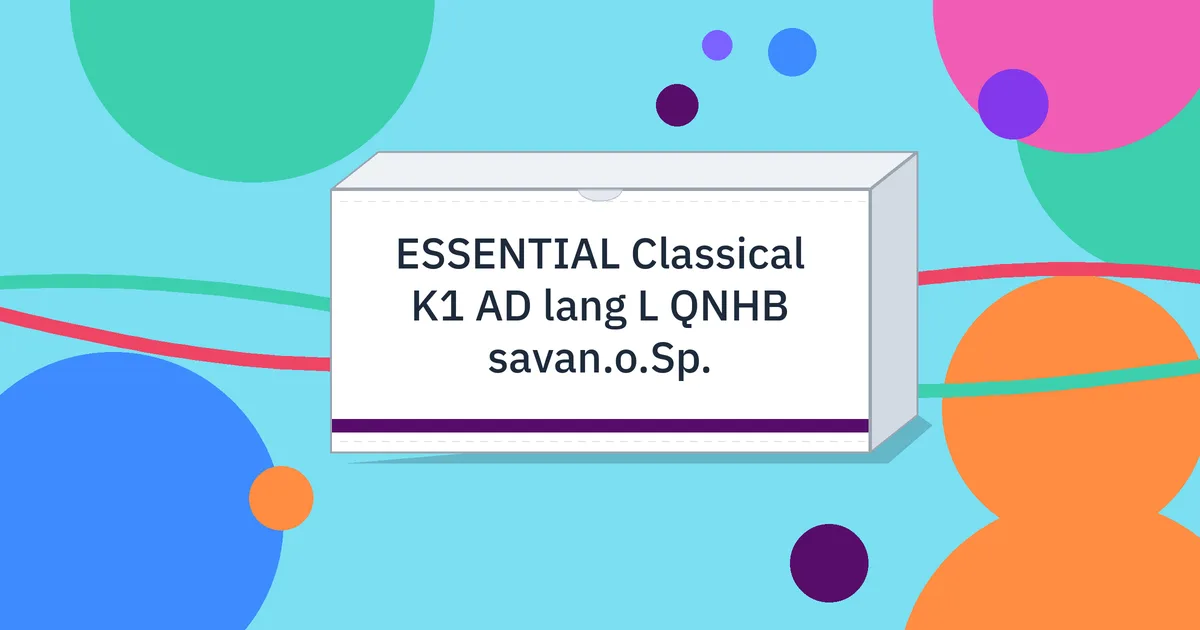 Symbolbild: Packung mit der Aufschrift ESSENTIAL Classical K1 AD lang L QNHB savan.o.Sp. (PZN 18866579) – Verfügbarkeit und Bezug in Apotheken in Frankfurt am Main
