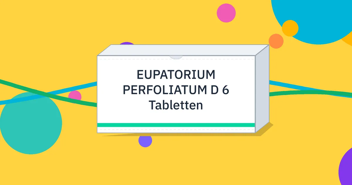 Symbolbild: Packung mit der Aufschrift EUPATORIUM PERFOLIATUM D 6 Tabletten (PZN 02630047) – Verfügbarkeit und Bezug in Apotheken in Frankfurt am Main