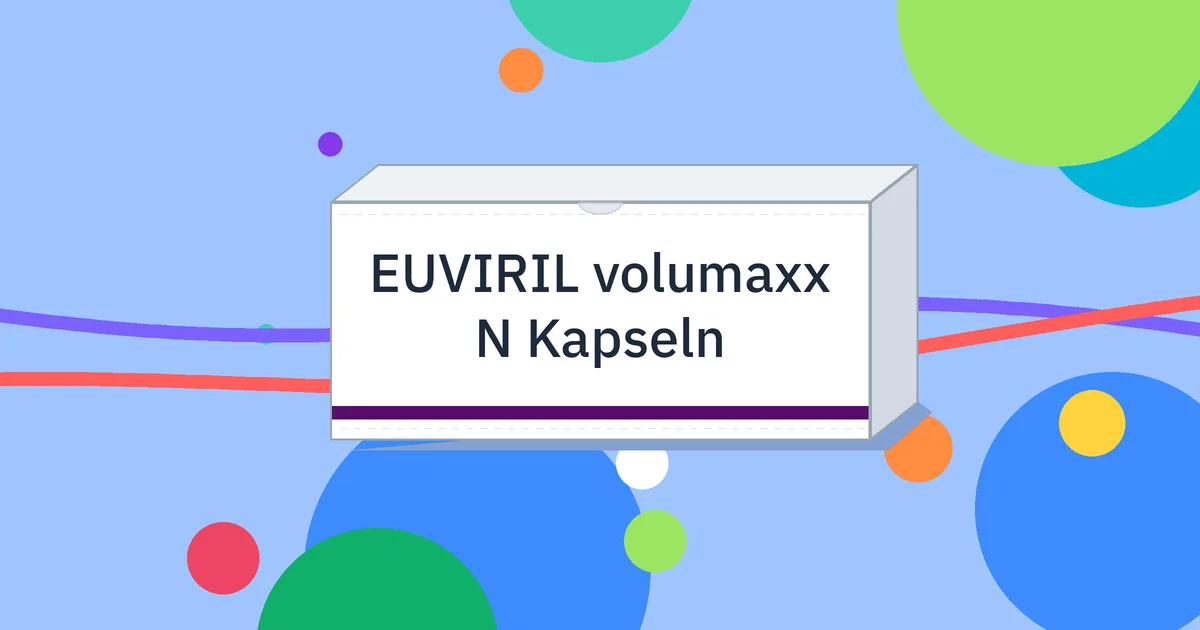 Symbolbild: Packung mit der Aufschrift EUVIRIL volumaxx N Kapseln (PZN 17308883) – Verfügbarkeit und Bezug in Apotheken in Frankfurt am Main