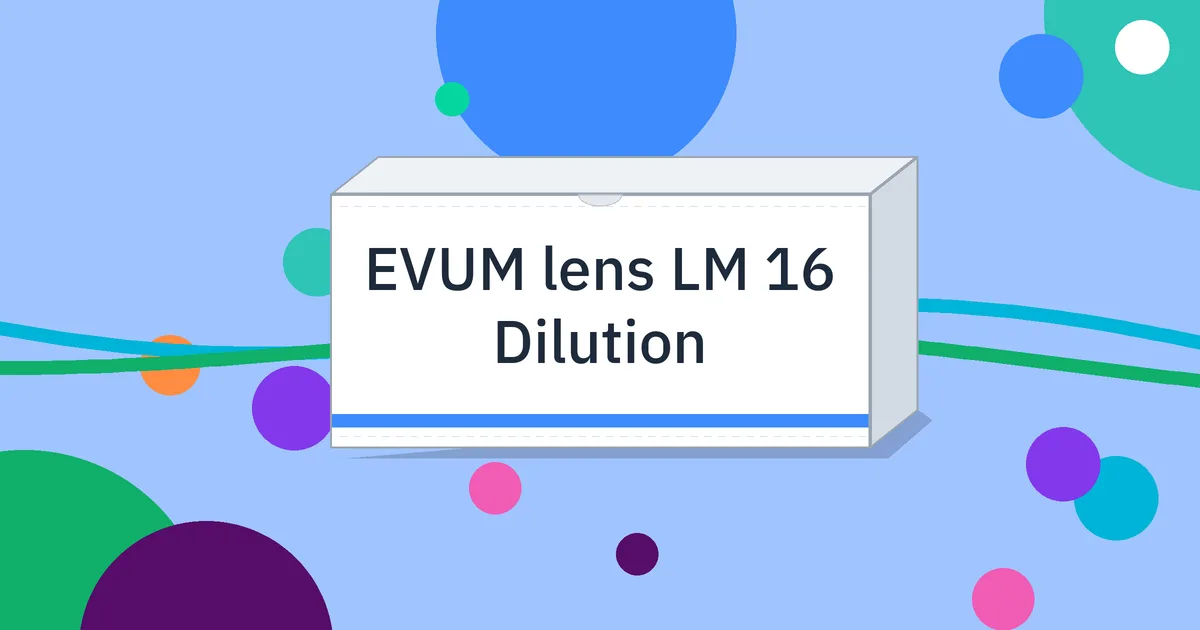 Symbolbild: Packung mit der Aufschrift EVUM lens LM 16 Dilution (PZN 13485140) – Verfügbarkeit und Bezug in Apotheken in Frankfurt am Main