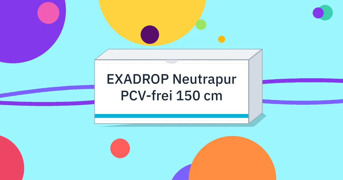 Symbolbild: Packung mit der Aufschrift EXADROP Neutrapur PCV-frei 150 cm (PZN 00278385) – Verfügbarkeit und Bezug in Apotheken in Frankfurt am Main