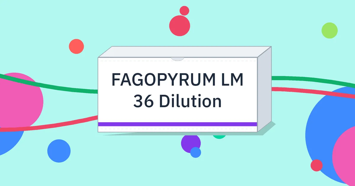 Symbolbild: Packung mit der Aufschrift FAGOPYRUM LM 36 Dilution (PZN 13486719) – Verfügbarkeit und Bezug in Apotheken in Frankfurt am Main