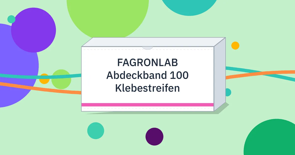 Symbolbild: Packung mit der Aufschrift FAGRONLAB Abdeckband 100 Klebestreifen (PZN 18602627) – Verfügbarkeit und Bezug in Apotheken in Frankfurt am Main