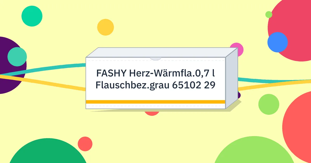 Symbolbild: Packung mit der Aufschrift FASHY Herz-Wärmfla.0,7 l Flauschbez.grau 65102 29 (PZN 19682663) – Verfügbarkeit und Bezug in Apotheken in Frankfurt am Main