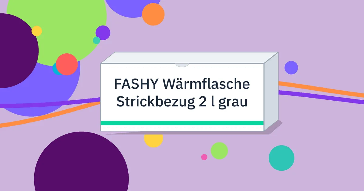 Symbolbild: Packung mit der Aufschrift FASHY Wärmflasche Strickbezug 2 l grau (PZN 18026483) – Verfügbarkeit und Bezug in Apotheken in Frankfurt am Main