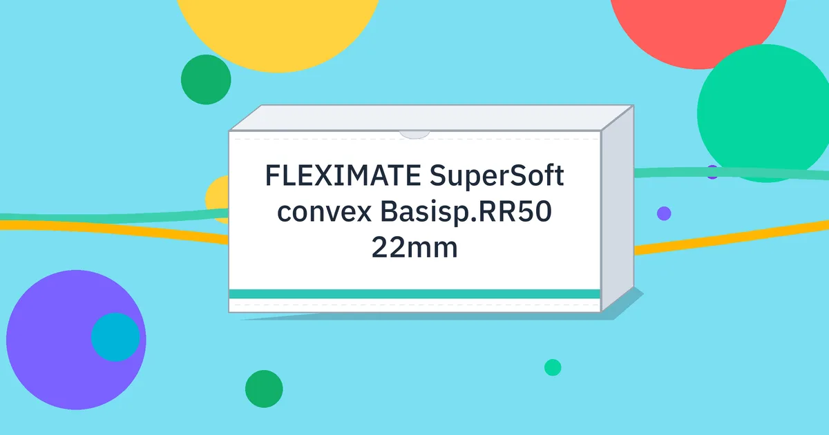 Symbolbild: Packung mit der Aufschrift FLEXIMATE SuperSoft convex Basisp.RR50 22mm (PZN 09070367) – Verfügbarkeit und Bezug in Apotheken in Frankfurt am Main