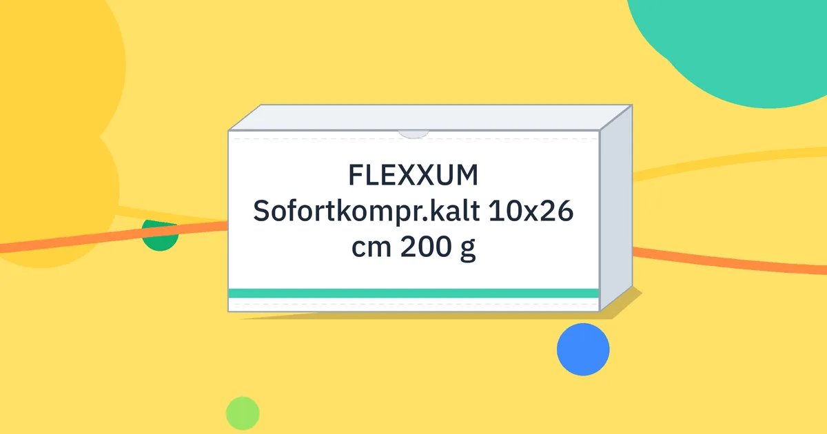 Symbolbild: Packung mit der Aufschrift FLEXXUM Sofortkompr.kalt 10x26 cm 200 g (PZN 09379840) – Verfügbarkeit und Bezug in Apotheken in Frankfurt am Main