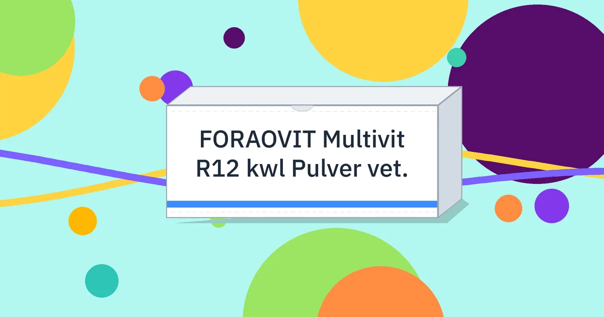 Symbolbild: Packung mit der Aufschrift FORAOVIT Multivit R12 kwl Pulver vet. (PZN 03132156) – Verfügbarkeit und Bezug in Apotheken in Frankfurt am Main