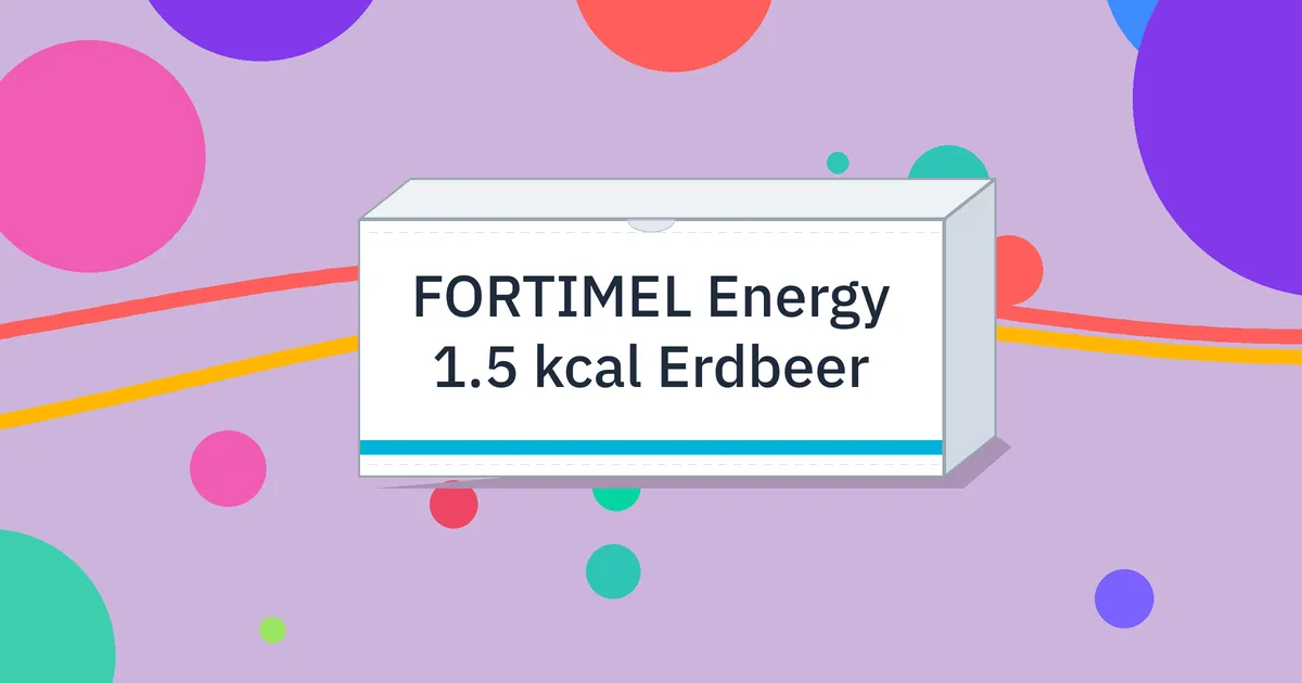 Symbolbild: Packung mit der Aufschrift FORTIMEL Energy 1.5 kcal Erdbeer (PZN 20168641) – Verfügbarkeit und Bezug in Apotheken in Frankfurt am Main