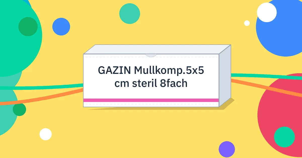 Symbolbild: Packung mit der Aufschrift GAZIN Mullkomp.5x5 cm steril 8fach (PZN 17554412) – Verfügbarkeit und Bezug in Apotheken in Frankfurt am Main