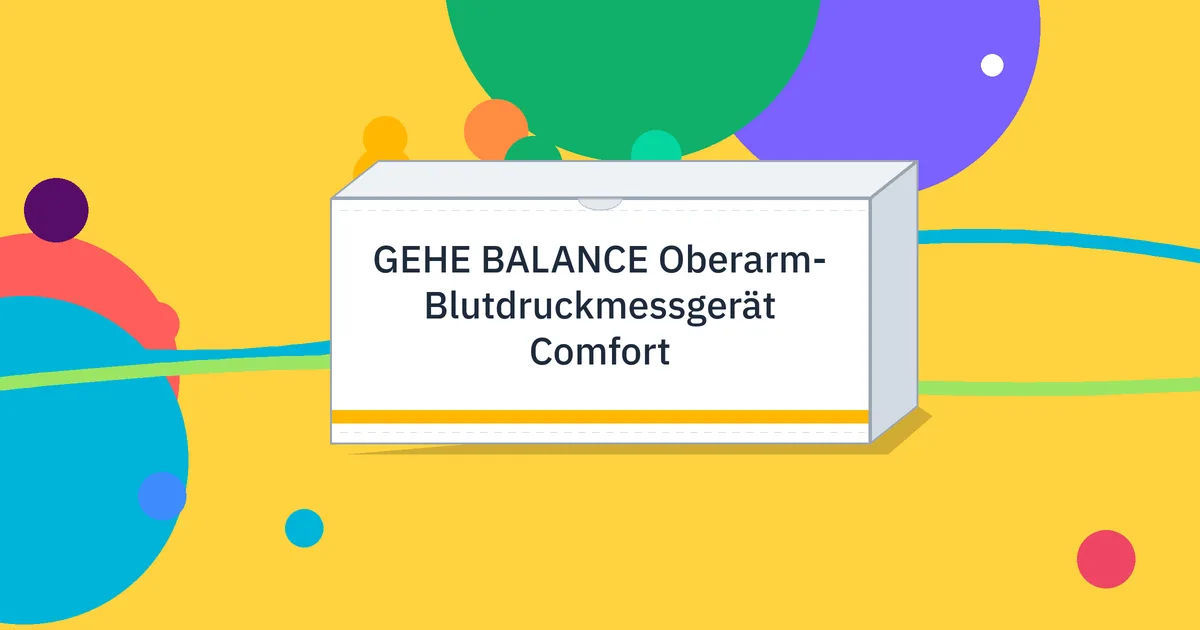 Symbolbild: Packung mit der Aufschrift GEHE BALANCE Oberarm-Blutdruckmessgerät Comfort (PZN 11297227) – Verfügbarkeit und Bezug in Apotheken in Frankfurt am Main