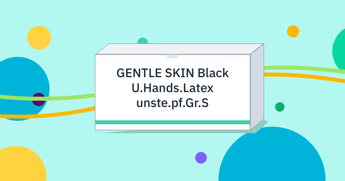 Symbolbild: Packung mit der Aufschrift GENTLE SKIN Black U.Hands.Latex unste.pf.Gr.S (PZN 11352682) – Verfügbarkeit und Bezug in Apotheken in Frankfurt am Main