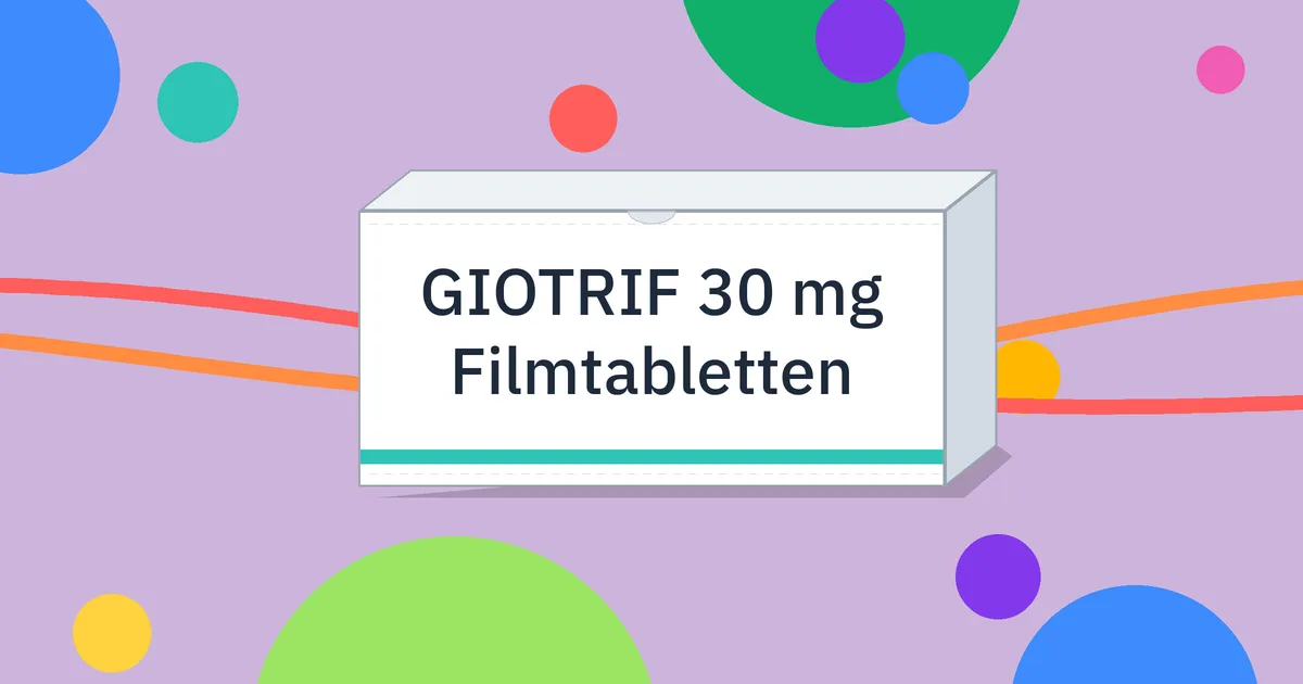 Symbolbild: Packung mit der Aufschrift GIOTRIF 30 mg Filmtabletten (PZN 15586419) – Verfügbarkeit und Bezug in Apotheken in Frankfurt am Main