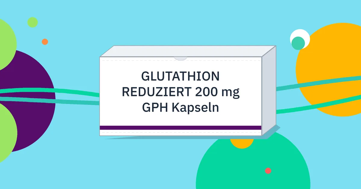 Symbolbild: Packung mit der Aufschrift GLUTATHION REDUZIERT 200 mg GPH Kapseln (PZN 09786574) – Verfügbarkeit und Bezug in Apotheken in Frankfurt am Main