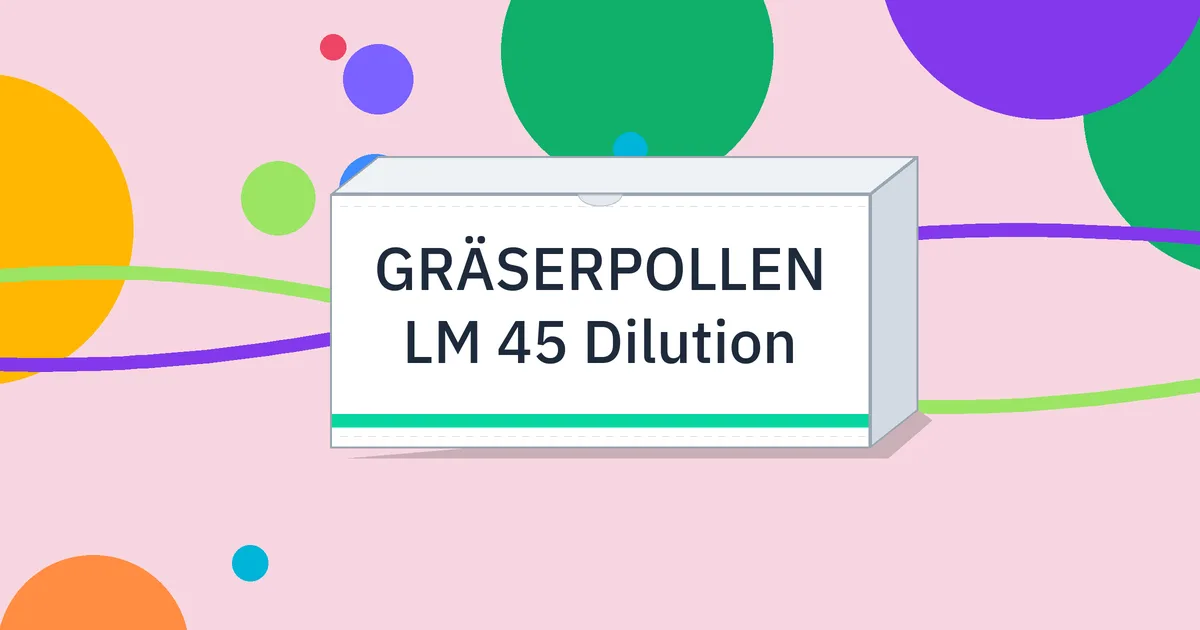Symbolbild: Packung mit der Aufschrift GRÄSERPOLLEN LM 45 Dilution (PZN 12882382) – Verfügbarkeit und Bezug in Apotheken in Frankfurt am Main