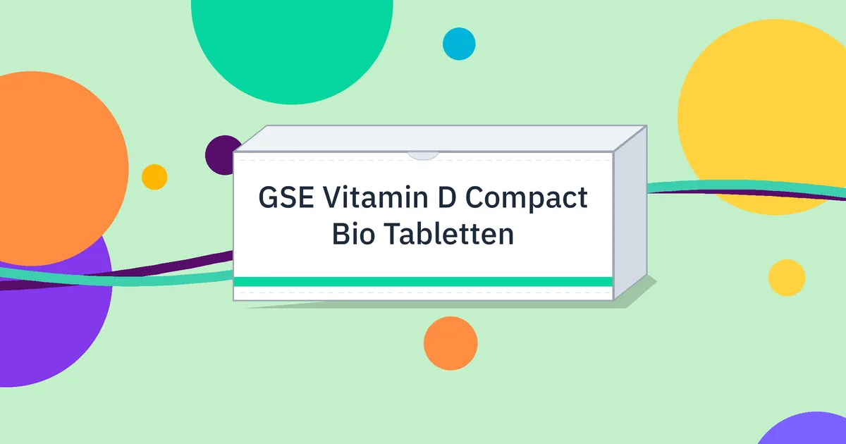 Symbolbild: Packung mit der Aufschrift GSE Vitamin D Compact Bio Tabletten (PZN 11216737) – Verfügbarkeit und Bezug in Apotheken in Frankfurt am Main