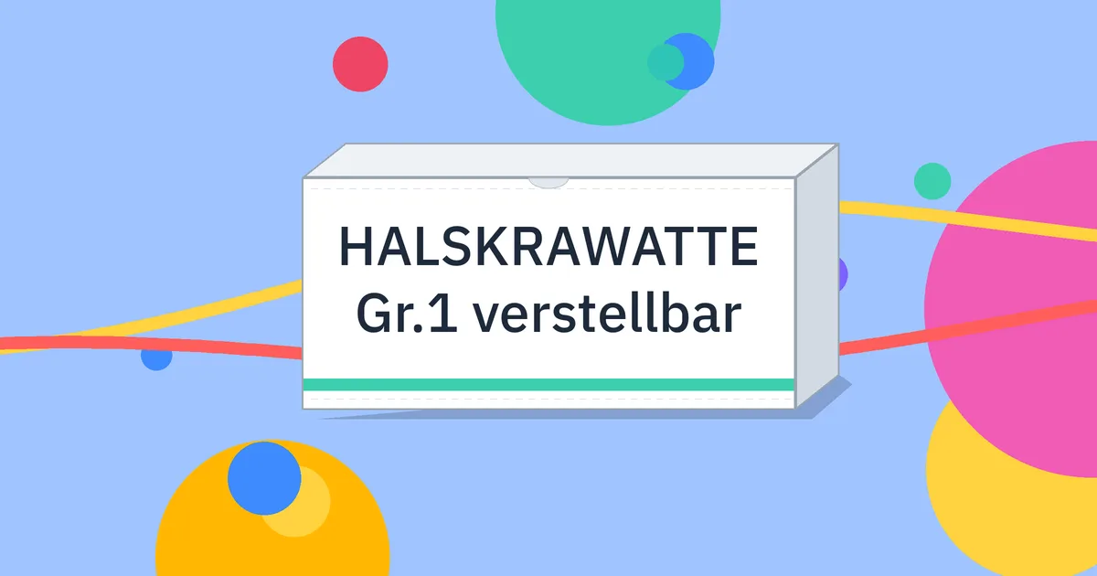 Symbolbild: Packung mit der Aufschrift HALSKRAWATTE Gr.1 verstellbar (PZN 02439208) – Verfügbarkeit und Bezug in Apotheken in Frankfurt am Main