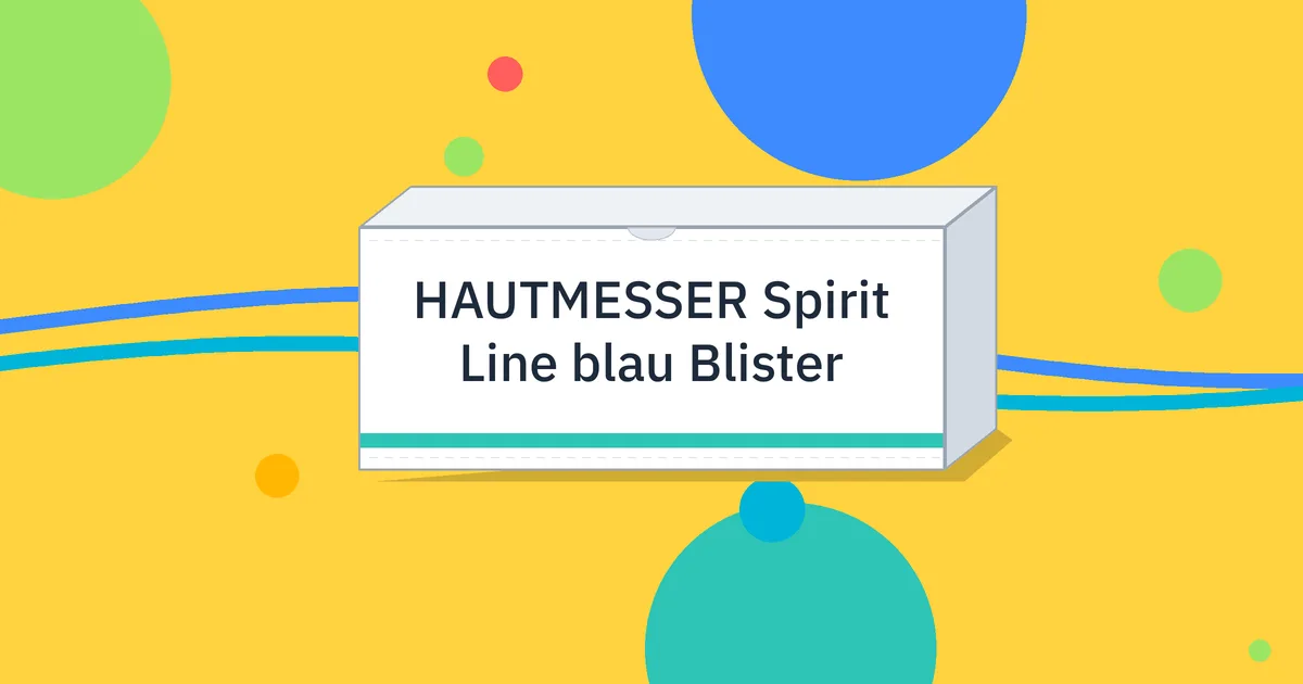 Symbolbild: Packung mit der Aufschrift HAUTMESSER Spirit Line blau Blister (PZN 01589561) – Verfügbarkeit und Bezug in Apotheken in Frankfurt am Main