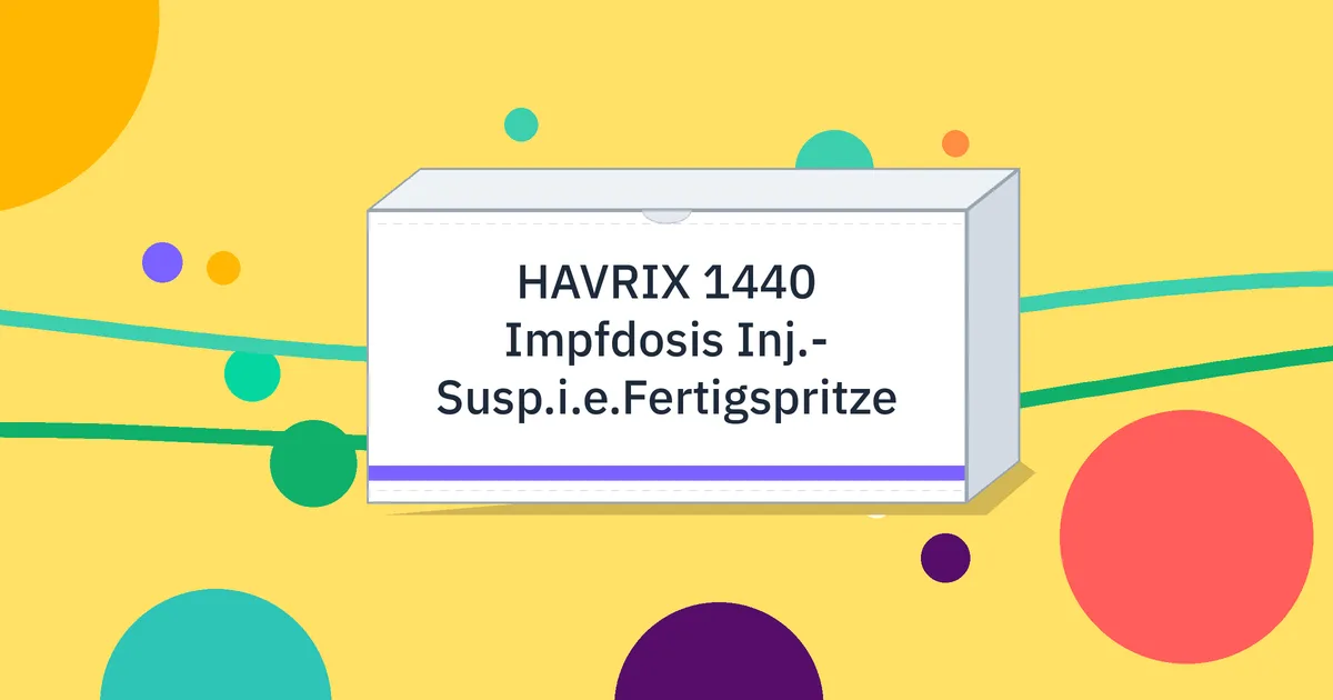 Symbolbild: Packung mit der Aufschrift HAVRIX 1440 Impfdosis Inj.-Susp.i.e.Fertigspritze (PZN 01106829) – Verfügbarkeit und Bezug in Apotheken in Frankfurt am Main