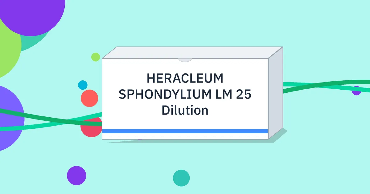 Symbolbild: Packung mit der Aufschrift HERACLEUM SPHONDYLIUM LM 25 Dilution (PZN 13552729) – Verfügbarkeit und Bezug in Apotheken in Frankfurt am Main