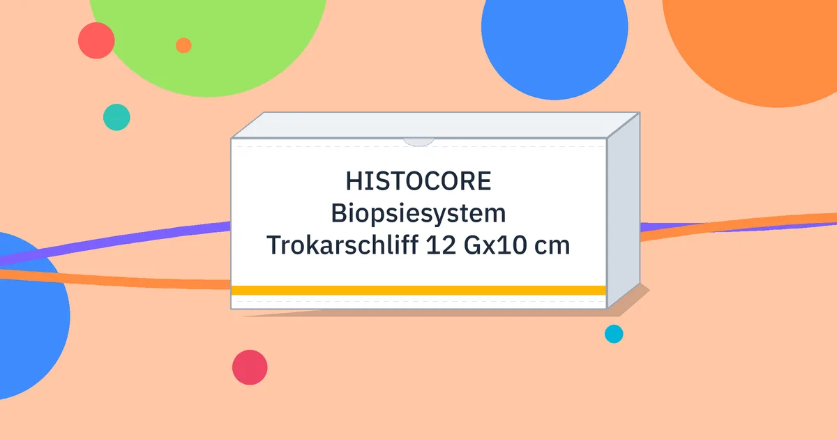 Symbolbild: Packung mit der Aufschrift HISTOCORE Biopsiesystem Trokarschliff 12 Gx10 cm (PZN 18793917) – Verfügbarkeit und Bezug in Apotheken in Frankfurt am Main