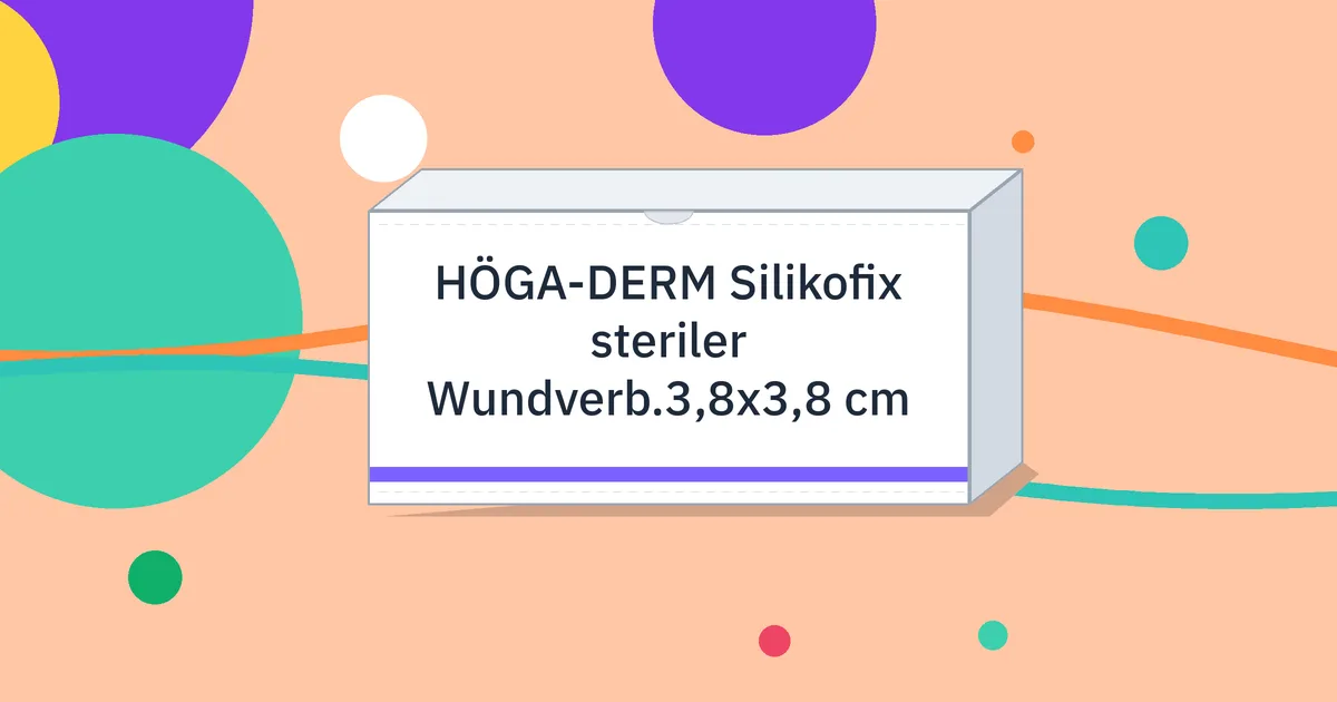 Symbolbild: Packung mit der Aufschrift HÖGA-DERM Silikofix steriler Wundverb.3,8x3,8 cm (PZN 16837214) – Verfügbarkeit und Bezug in Apotheken in Frankfurt am Main