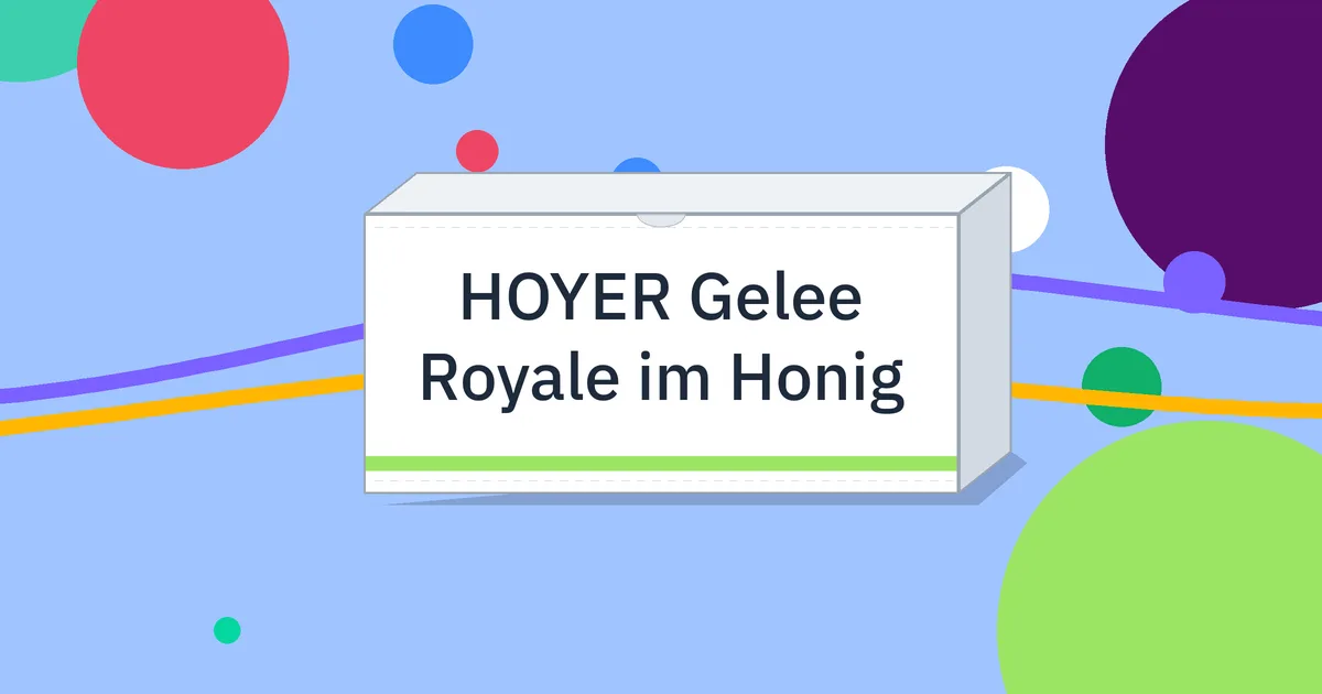 Symbolbild: Packung mit der Aufschrift HOYER Gelee Royale im Honig (PZN 13330762) – Verfügbarkeit und Bezug in Apotheken in Frankfurt am Main