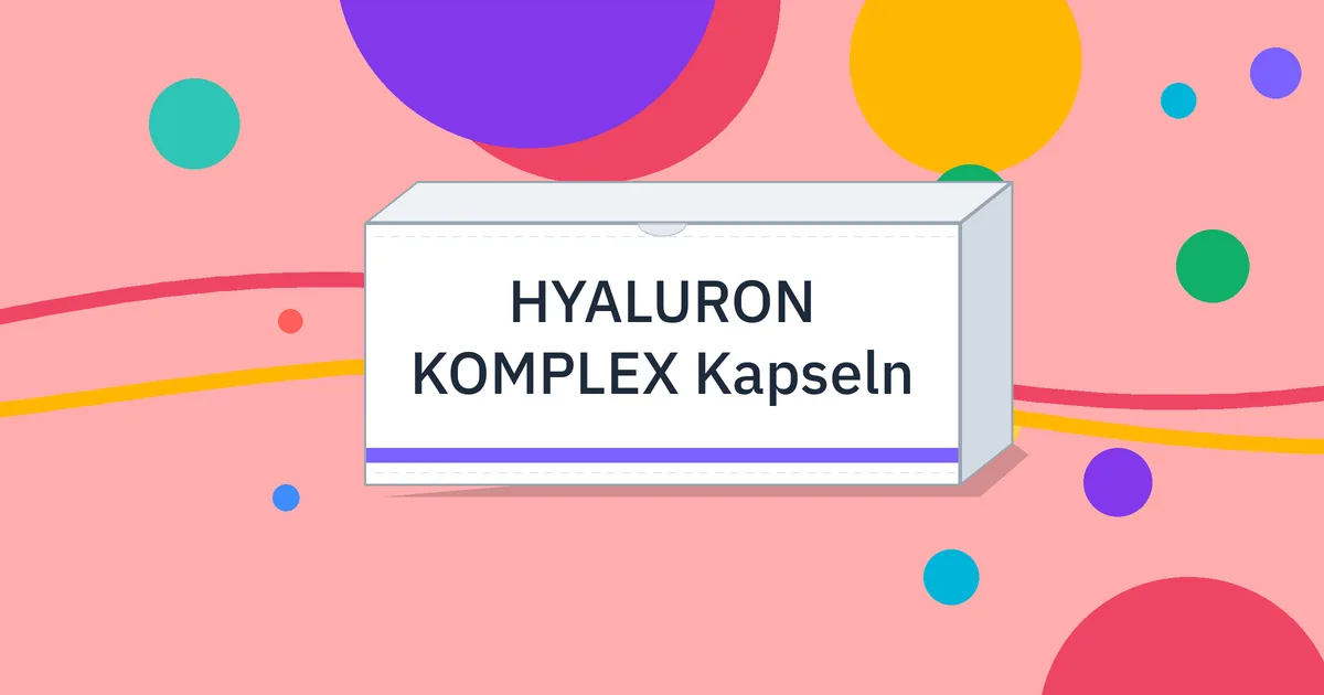 Symbolbild: Packung mit der Aufschrift HYALURON KOMPLEX Kapseln (PZN 18768061) – Verfügbarkeit und Bezug in Apotheken in Frankfurt am Main