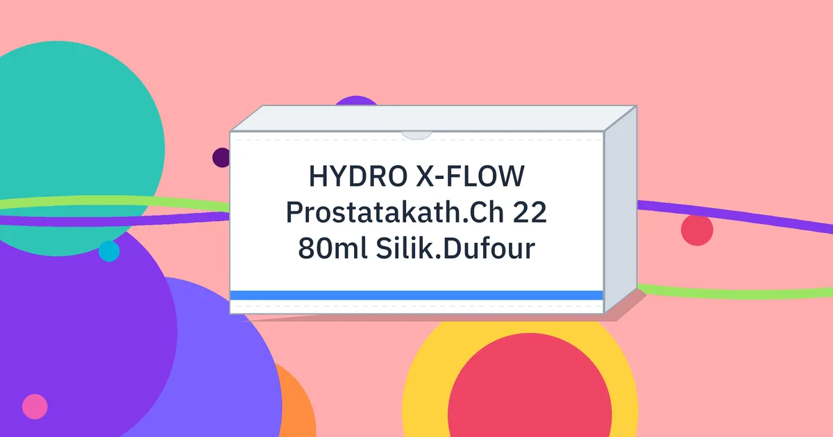 Symbolbild: Packung mit der Aufschrift HYDRO X-FLOW Prostatakath.Ch 22 80ml Silik.Dufour (PZN 17508748) – Verfügbarkeit und Bezug in Apotheken in Frankfurt am Main