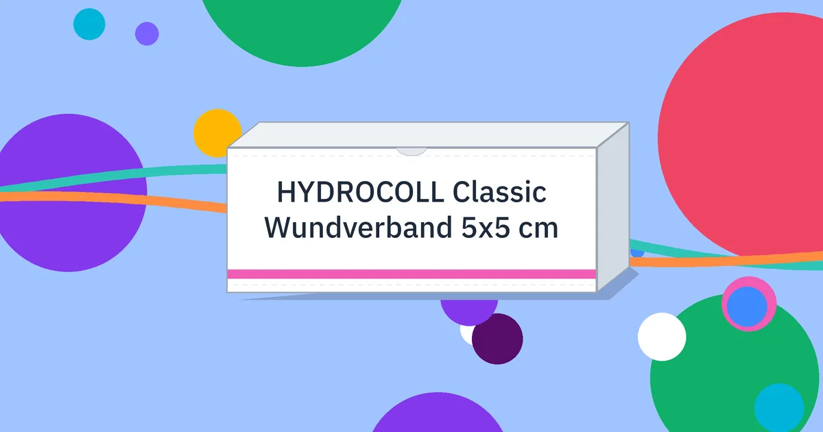 Symbolbild: Packung mit der Aufschrift HYDROCOLL Classic Wundverband 5x5 cm (PZN 20124224) – Verfügbarkeit und Bezug in Apotheken in Frankfurt am Main