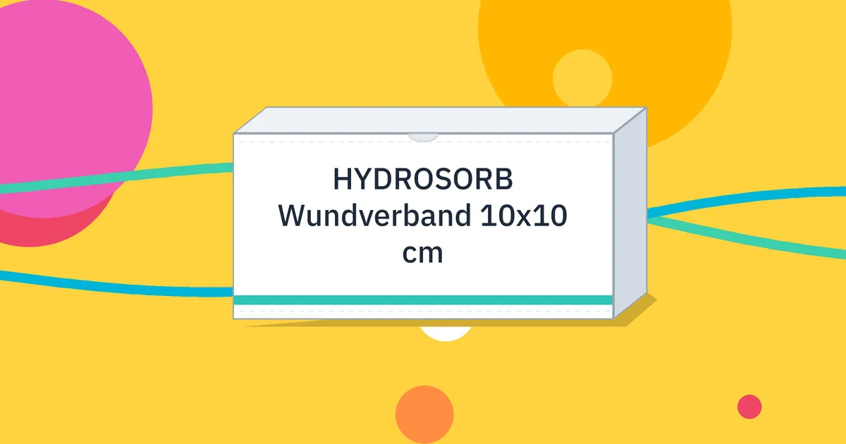 Symbolbild: Packung mit der Aufschrift HYDROSORB Wundverband 10x10 cm (PZN 02897164) – Verfügbarkeit und Bezug in Apotheken in Frankfurt am Main