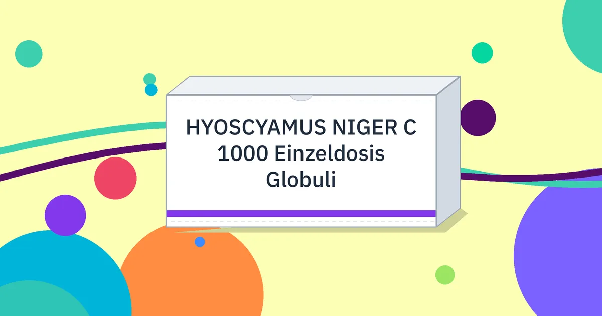 Symbolbild: Packung mit der Aufschrift HYOSCYAMUS NIGER C 1000 Einzeldosis Globuli (PZN 03033885) – Verfügbarkeit und Bezug in Apotheken in Frankfurt am Main
