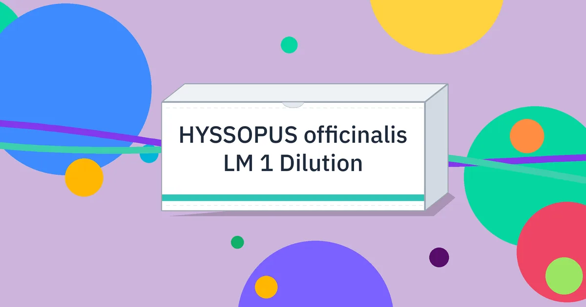 Symbolbild: Packung mit der Aufschrift HYSSOPUS officinalis LM 1 Dilution (PZN 13558028) – Verfügbarkeit und Bezug in Apotheken in Frankfurt am Main