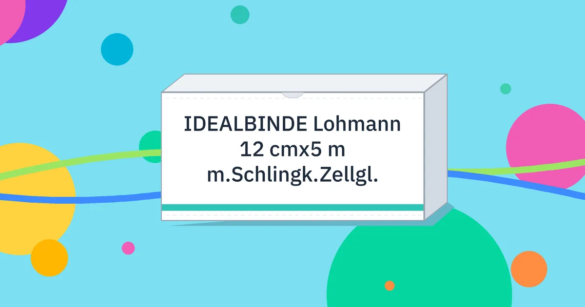 Symbolbild: Packung mit der Aufschrift IDEALBINDE Lohmann 12 cmx5 m m.Schlingk.Zellgl. (PZN 15998524) – Verfügbarkeit und Bezug in Apotheken in Frankfurt am Main