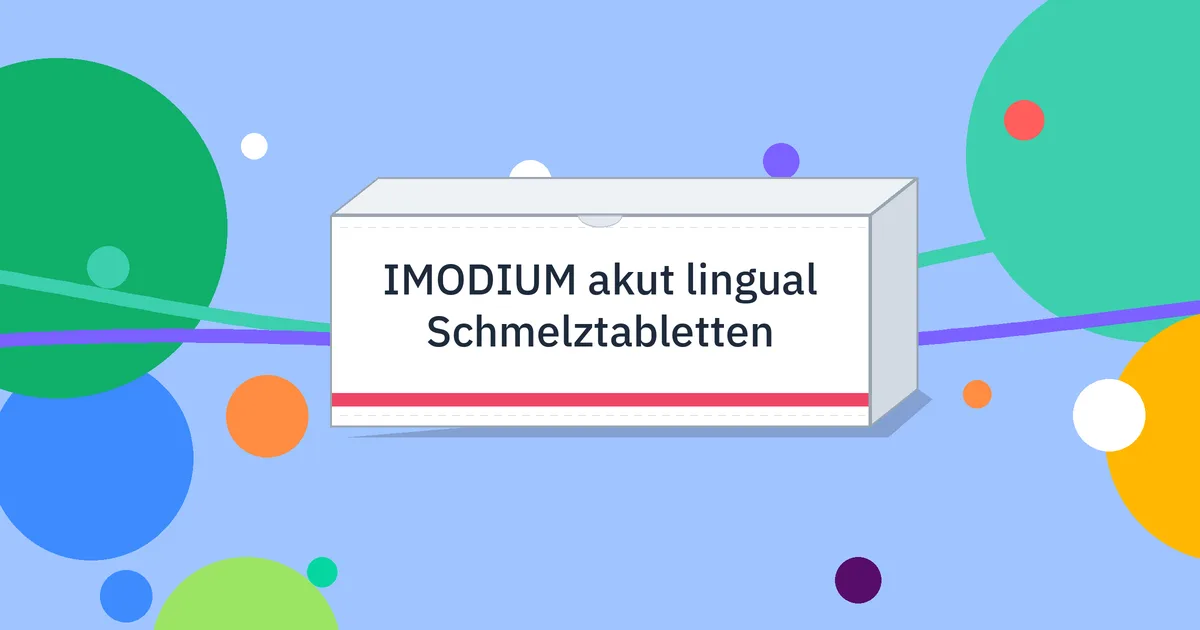 Symbolbild: Packung mit der Aufschrift IMODIUM akut lingual Schmelztabletten (PZN 00141551) – Verfügbarkeit und Bezug in Apotheken in Frankfurt am Main