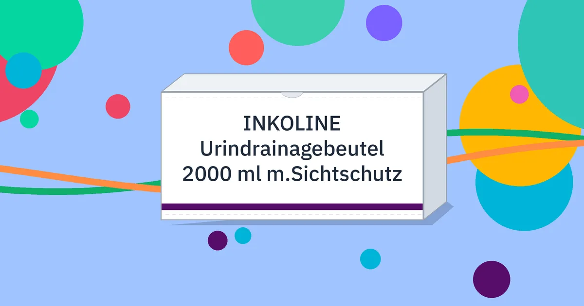 Symbolbild: Packung mit der Aufschrift INKOLINE Urindrainagebeutel 2000 ml m.Sichtschutz (PZN 18098293) – Verfügbarkeit und Bezug in Apotheken in Frankfurt am Main