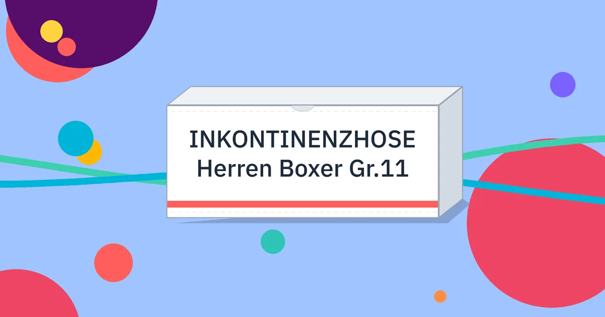 Symbolbild: Packung mit der Aufschrift INKONTINENZHOSE Herren Boxer Gr.11 (PZN 03097520) – Verfügbarkeit und Bezug in Apotheken in Frankfurt am Main