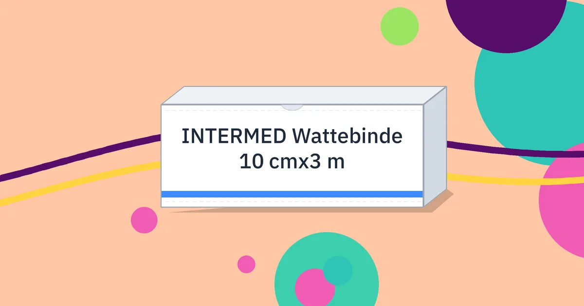 Symbolbild: Packung mit der Aufschrift INTERMED Wattebinde 10 cmx3 m (PZN 19661425) – Verfügbarkeit und Bezug in Apotheken in Frankfurt am Main