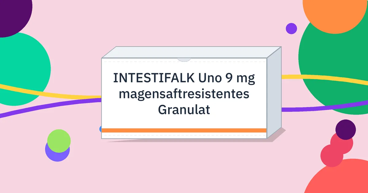 Symbolbild: Packung mit der Aufschrift INTESTIFALK Uno 9 mg magensaftresistentes Granulat (PZN 12550510) – Verfügbarkeit und Bezug in Apotheken in Frankfurt am Main