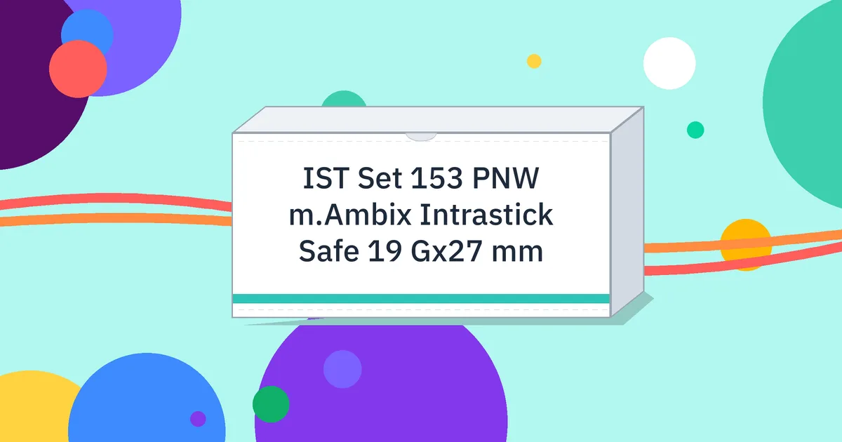 Symbolbild: Packung mit der Aufschrift IST Set 153 PNW m.Ambix Intrastick Safe 19 Gx27 mm (PZN 10416724) – Verfügbarkeit und Bezug in Apotheken in Frankfurt am Main