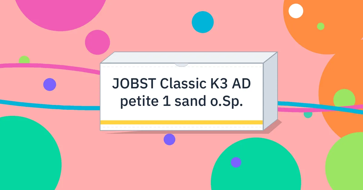 Symbolbild: Packung mit der Aufschrift JOBST Classic K3 AD petite 1 sand o.Sp. (PZN 13070539) – Verfügbarkeit und Bezug in Apotheken in Frankfurt am Main