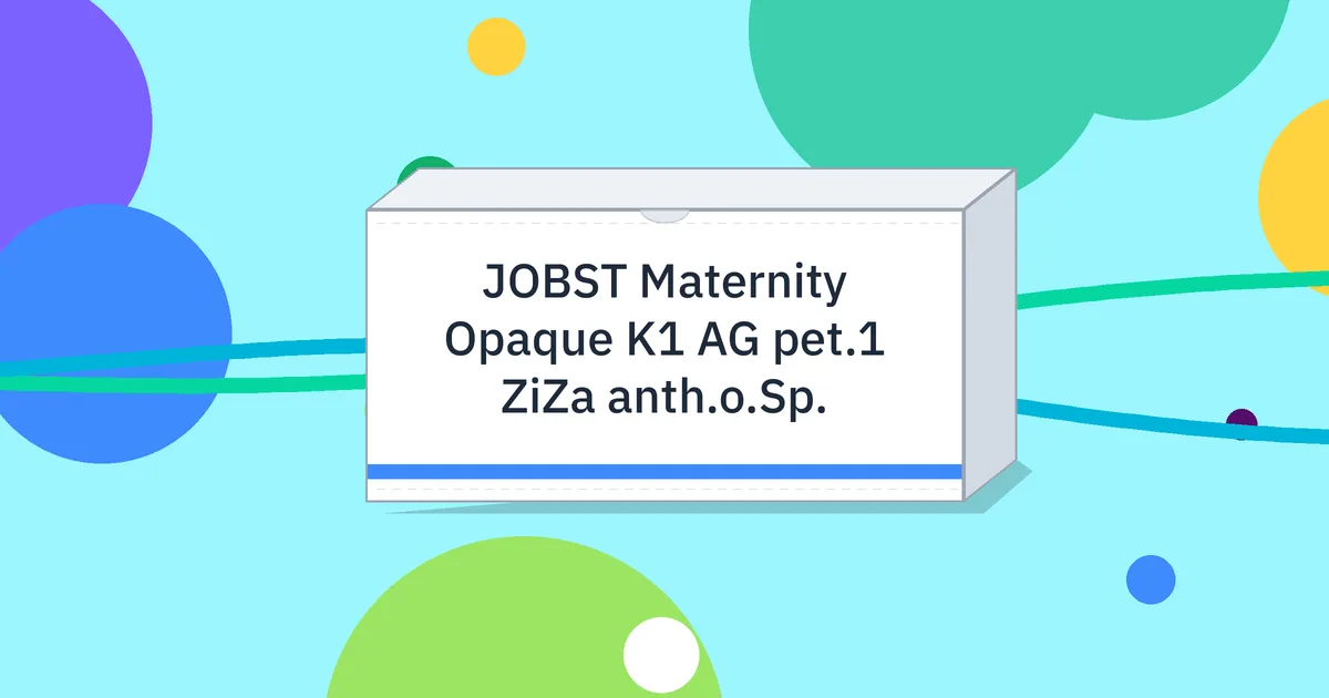Symbolbild: Packung mit der Aufschrift JOBST Maternity Opaque K1 AG pet.1 ZiZa anth.o.Sp. (PZN 15854854) – Verfügbarkeit und Bezug in Apotheken in Frankfurt am Main