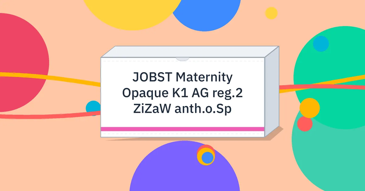Symbolbild: Packung mit der Aufschrift JOBST Maternity Opaque K1 AG reg.2 ZiZaW anth.o.Sp (PZN 15854713) – Verfügbarkeit und Bezug in Apotheken in Frankfurt am Main