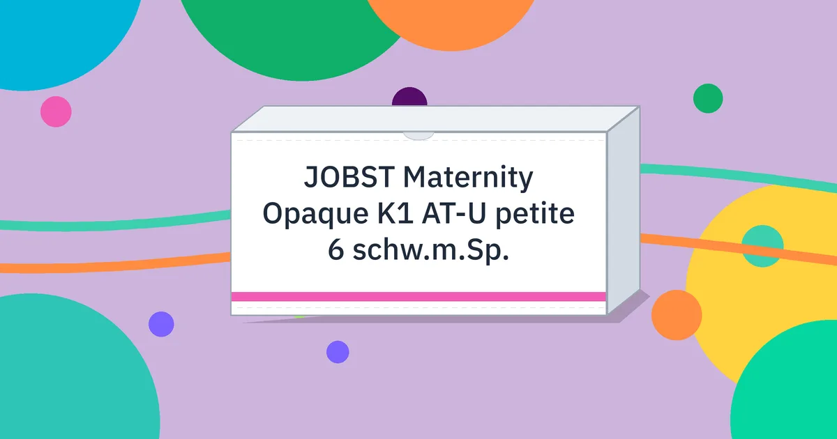 Symbolbild: Packung mit der Aufschrift JOBST Maternity Opaque K1 AT-U petite 6 schw.m.Sp. (PZN 15853091) – Verfügbarkeit und Bezug in Apotheken in Frankfurt am Main